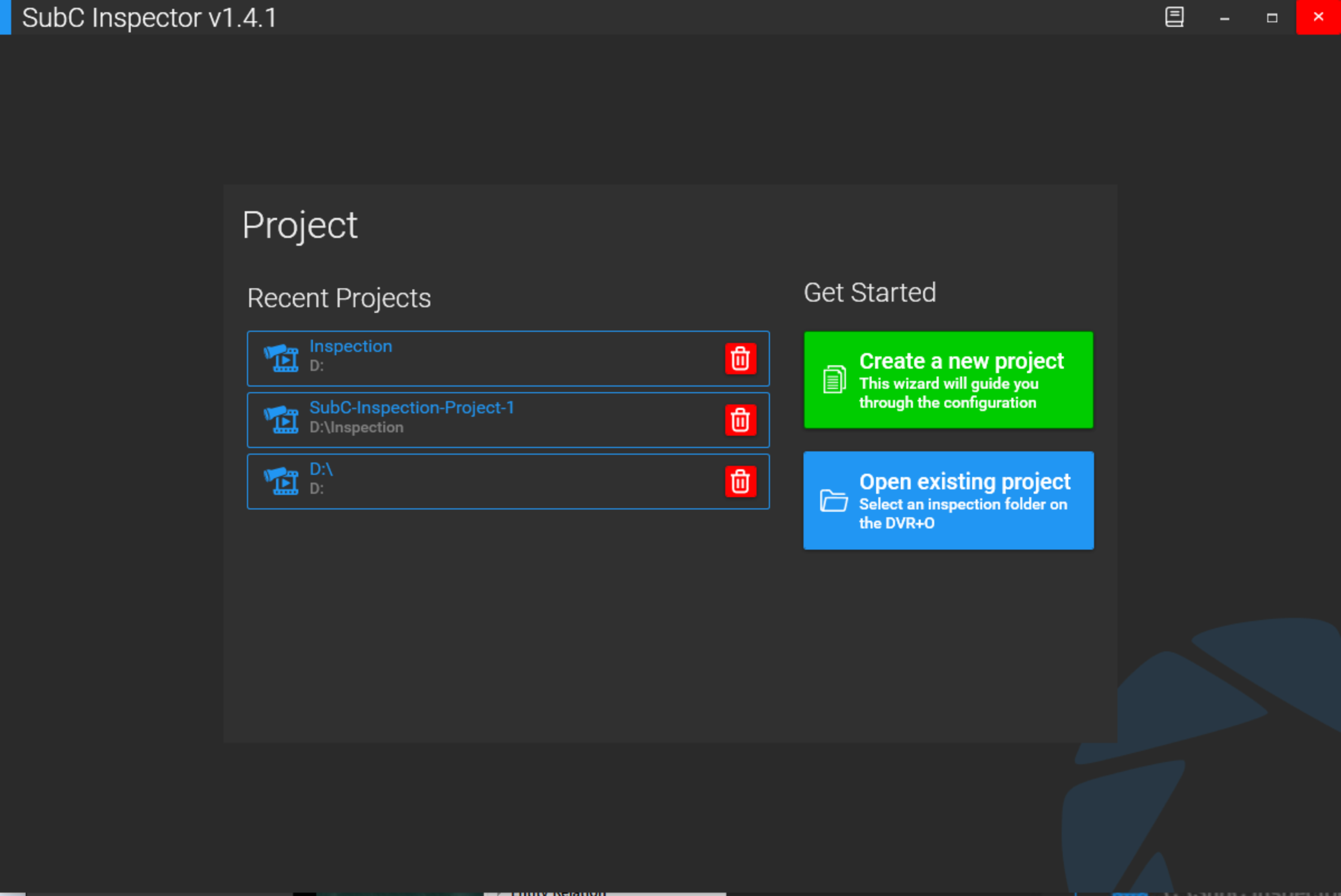 Open a Recent Inspection Project